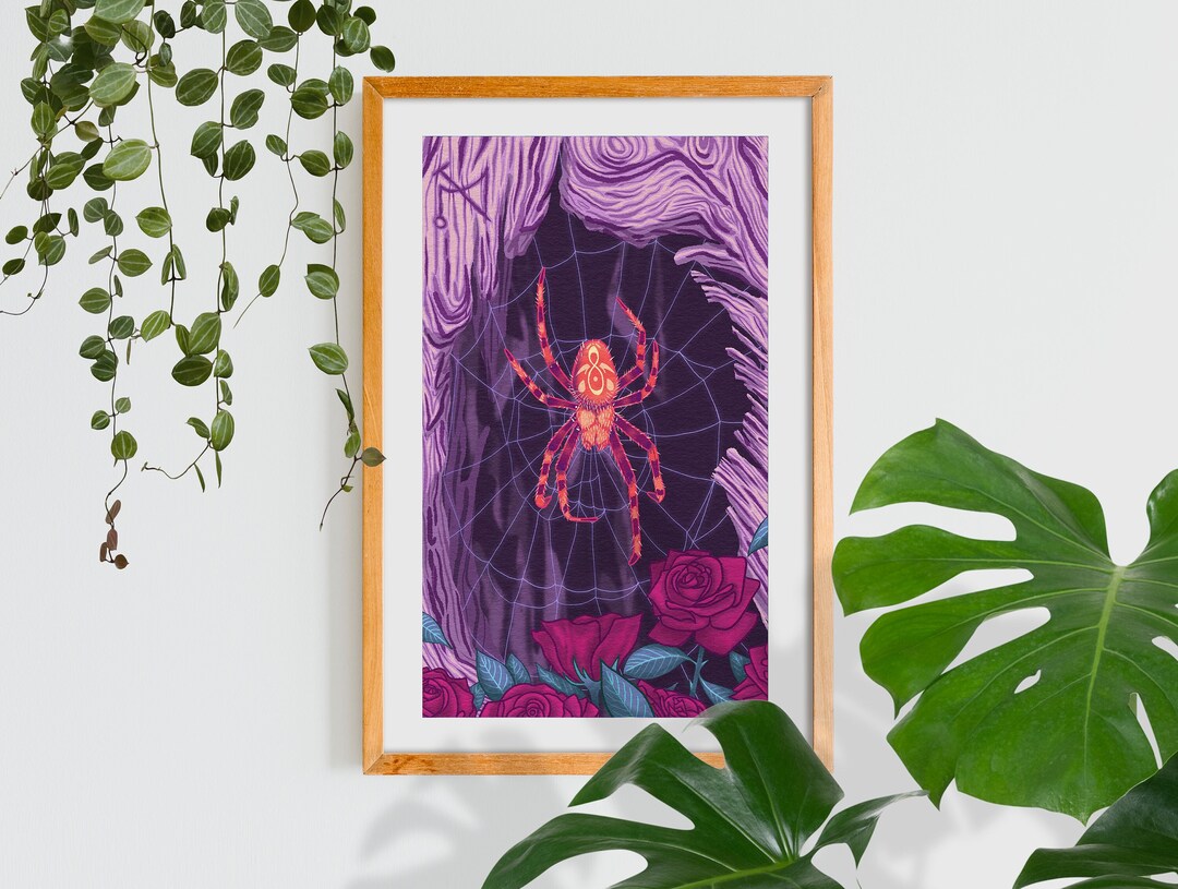 Spider and Roses Print | "the Magician" Digital Illustration - Etsy