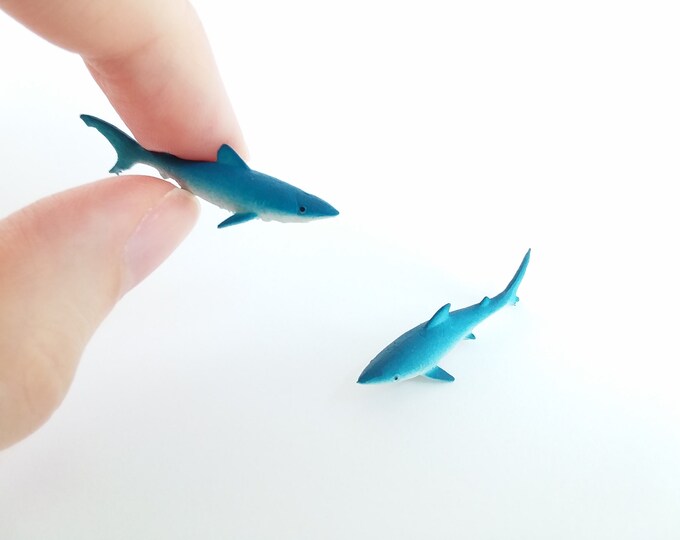 Tiny Blue Shark Figurine Soft Plastic Animal for Diorama or | Etsy