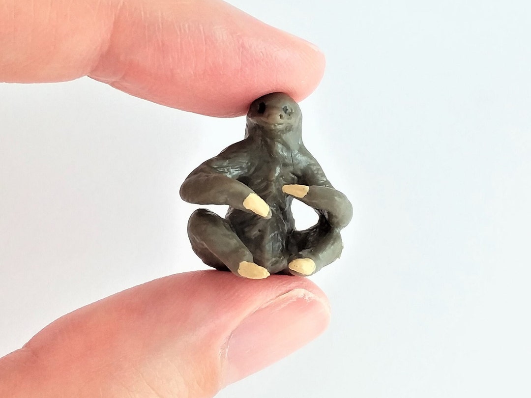 Tiny Sloth Figurine - Soft Plastic Animal for Fairy Garden, Diorama, or ...