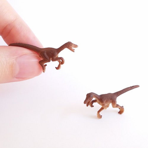 Tiny Raptor Figurine Soft Plastic Dinosaur for Fairy Garden | Etsy