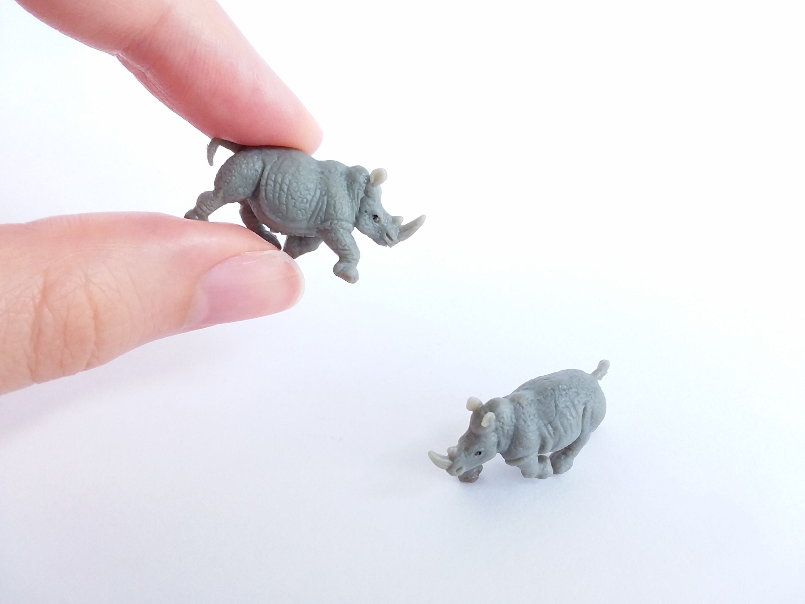 Tiny Rhino Figurine Soft Plastic Rhinoceros for Fairy | Etsy