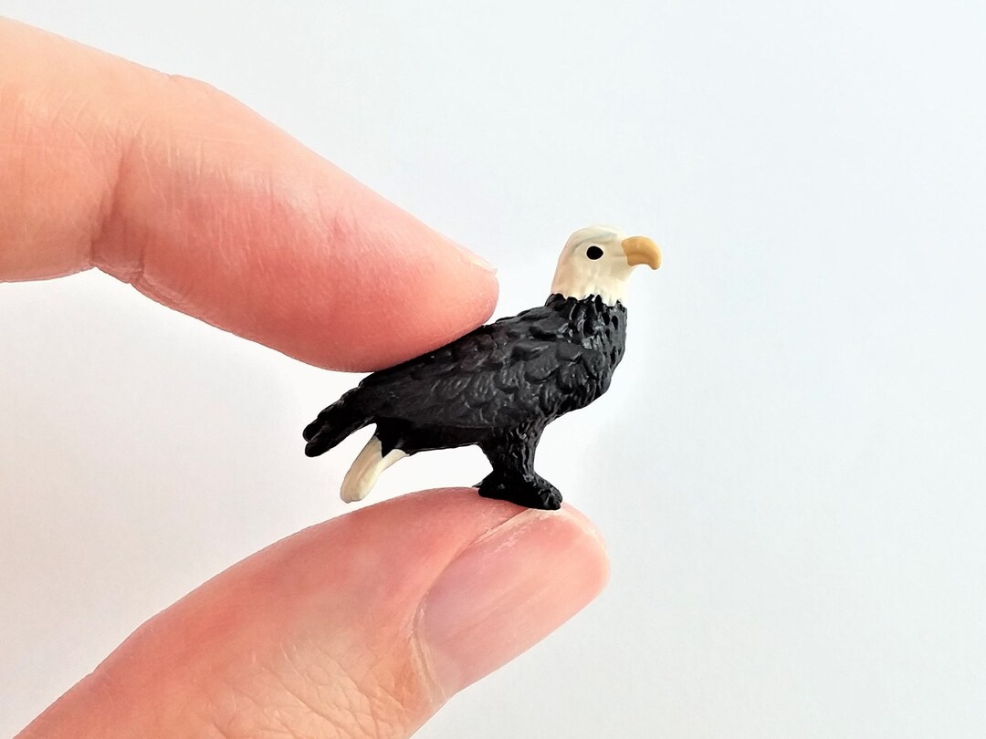 Tiny Bald Eagle Figurine - Soft Plastic Bird for Fairy Garden, Diorama ...