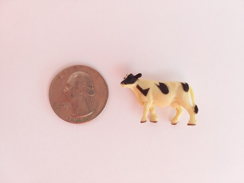 Tiny Dairy Cow Figurine - Soft Plastic Animal for Fairy Garden, Diorama ...