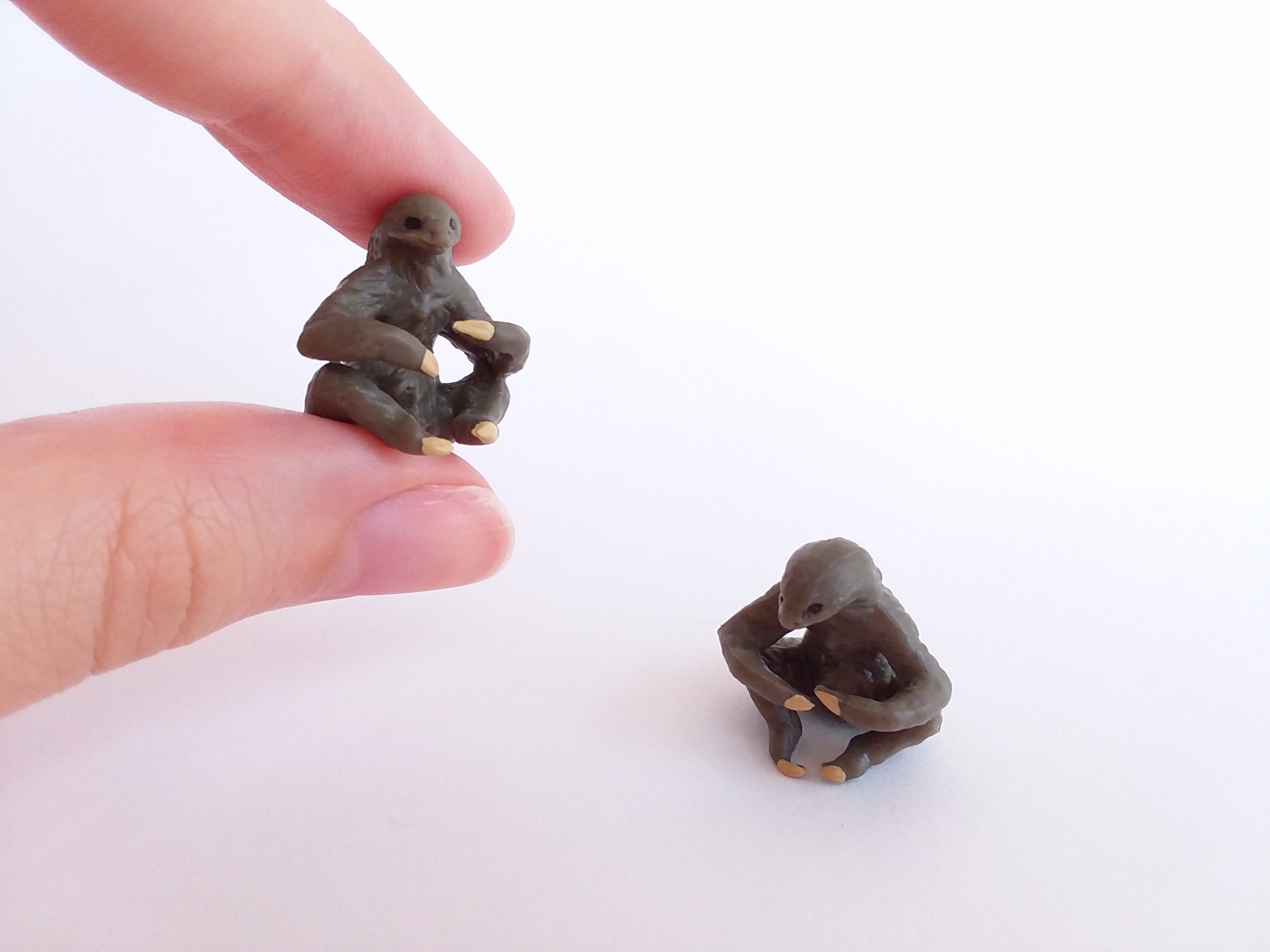 Tiny Sloth Figurine Soft Plastic Animal for Fairy Garden | Etsy