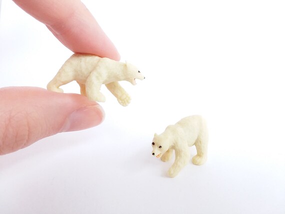 Tiny Polar Bear Figurine Soft Plastic Animal for Diorama or - Etsy