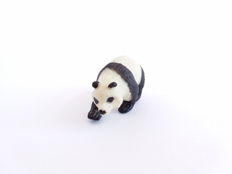 Tiny Panda Figurine - Soft Plastic Bear for Fairy Garden, Diorama, or ...