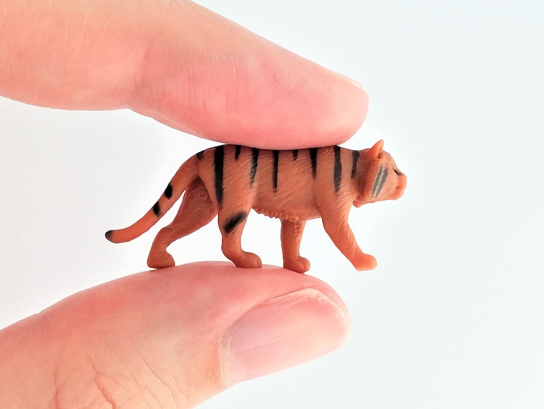 Tiny Tiger Figurine - Soft Plastic Animal for Fairy Garden, Diorama, or ...