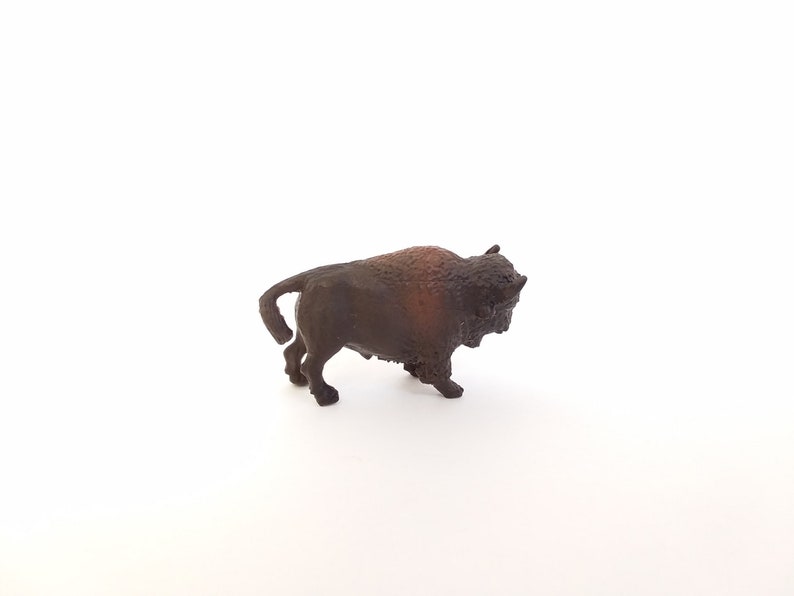 Tiny Bison Figurine - Soft Plastic Animal for Fairy Garden, Diorama, or ...