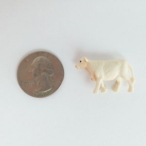 Tiny White Cow Figurine - Soft Plastic Animal for Fairy Garden, Diorama ...