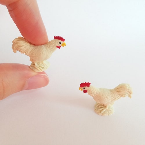 Tiny Rooster Figurine Soft Plastic Chicken for Fairy Garden - Etsy