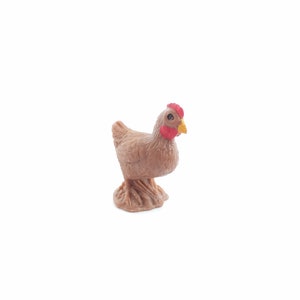 Tiny Hen Figurine - Soft Plastic Chicken for Fairy Garden, Diorama, or ...