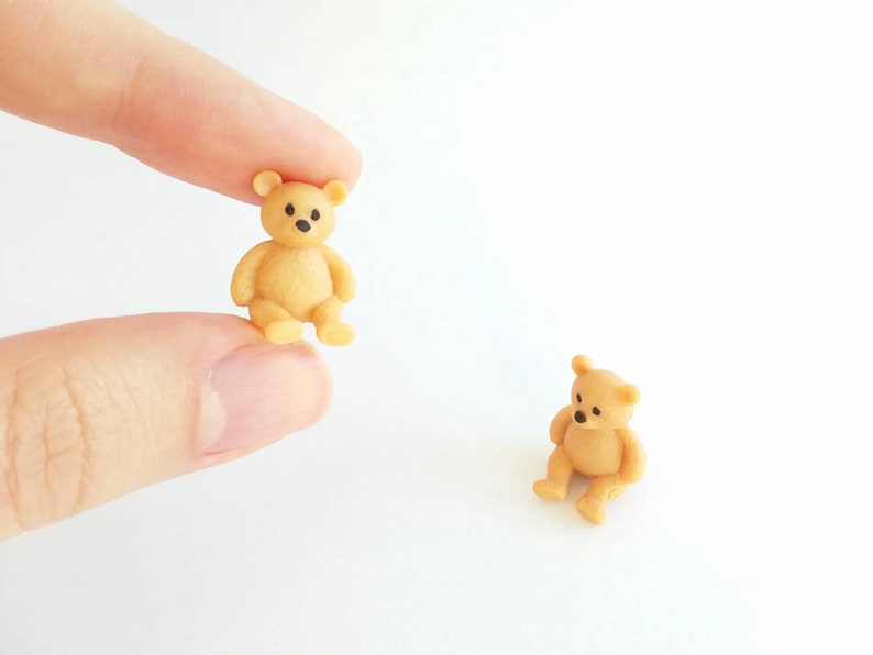 Tiny Teddy Bear Figurine Soft Plastic Stuffed Animal for | Etsy
