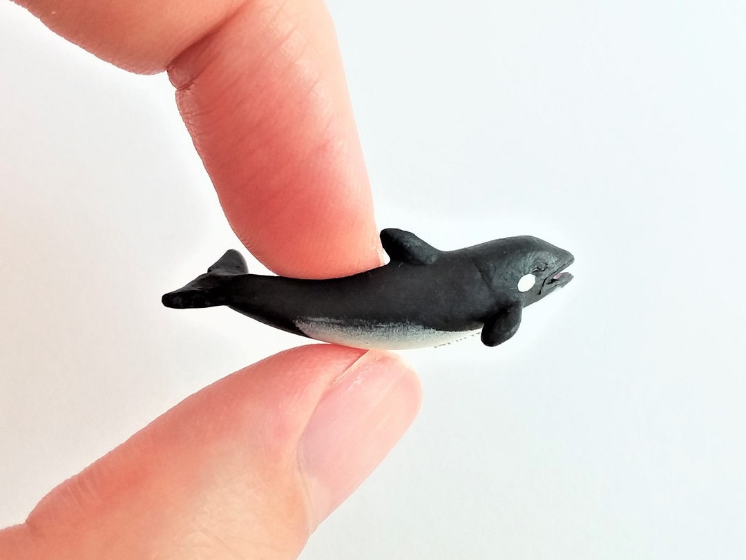 Tiny Killer Whale Figurine - Soft Plastic Orca for Diorama or Aquarium ...
