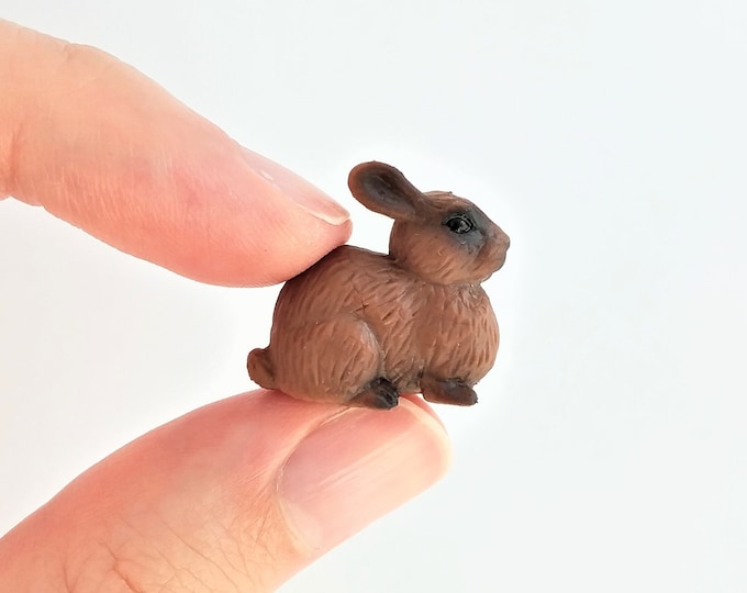 Tiny Rabbit Figurine - Soft Plastic Bunny for Fairy Garden, Diorama ...