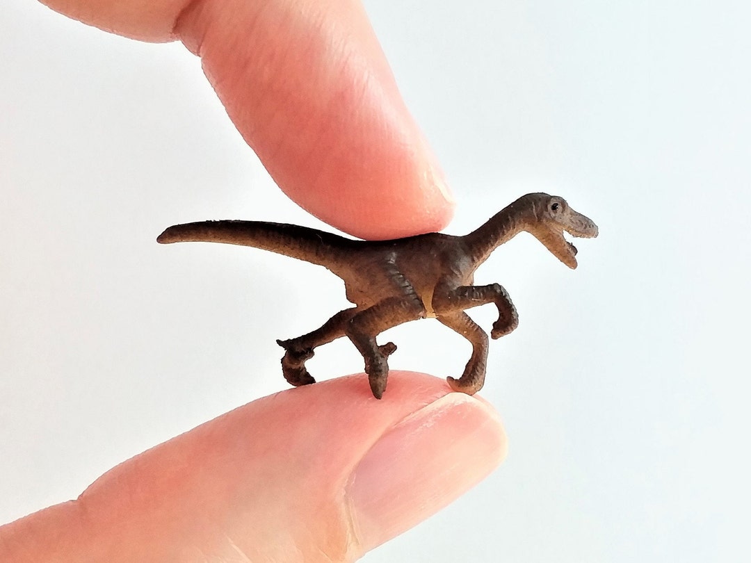Tiny Raptor Figurine - Soft Plastic Dinosaur for Fairy Garden, Diorama ...