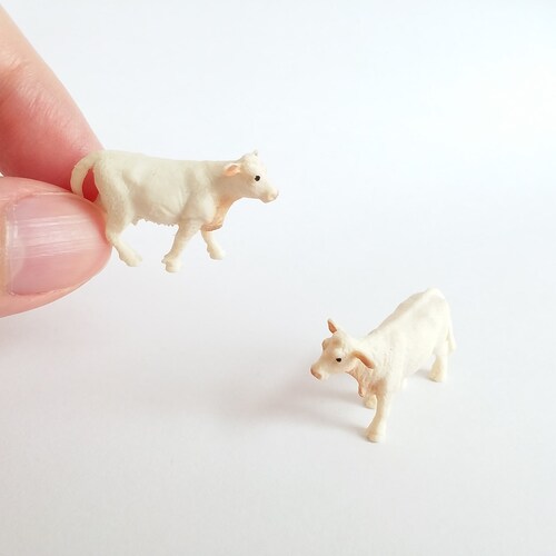 Tiny Dairy Cow Figurine Soft Plastic Animal for Fairy - Etsy