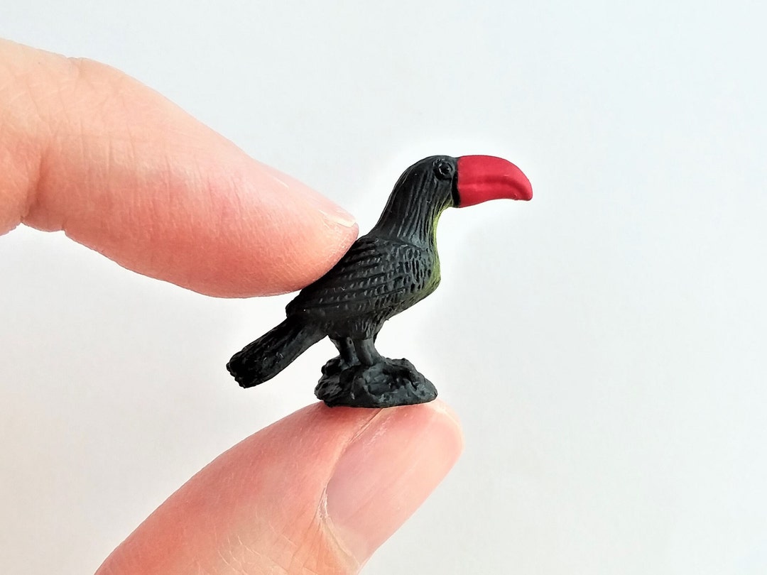 Tiny Toucan Figurine - Soft Plastic Bird for Fairy Garden, Diorama, or ...