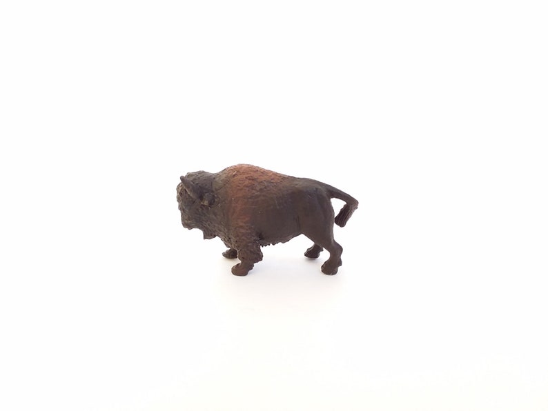 Tiny Bison Figurine - Soft Plastic Animal for Fairy Garden, Diorama, or ...