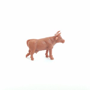 Tiny Brown Cow Figurine - Soft Plastic Animal for Fairy Garden, Diorama ...