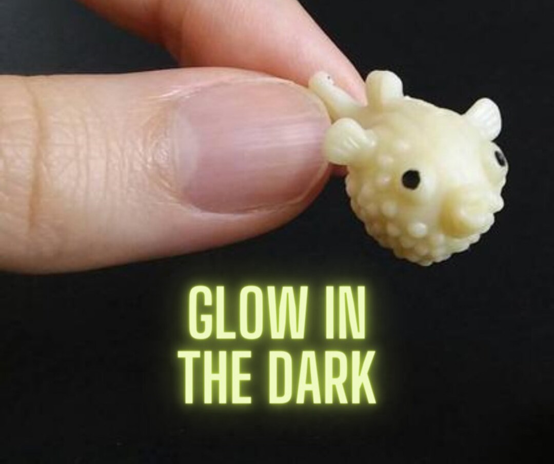 Tiny Pufferfish Figurine - Glow in the Dark - Soft Plastic Fish for ...