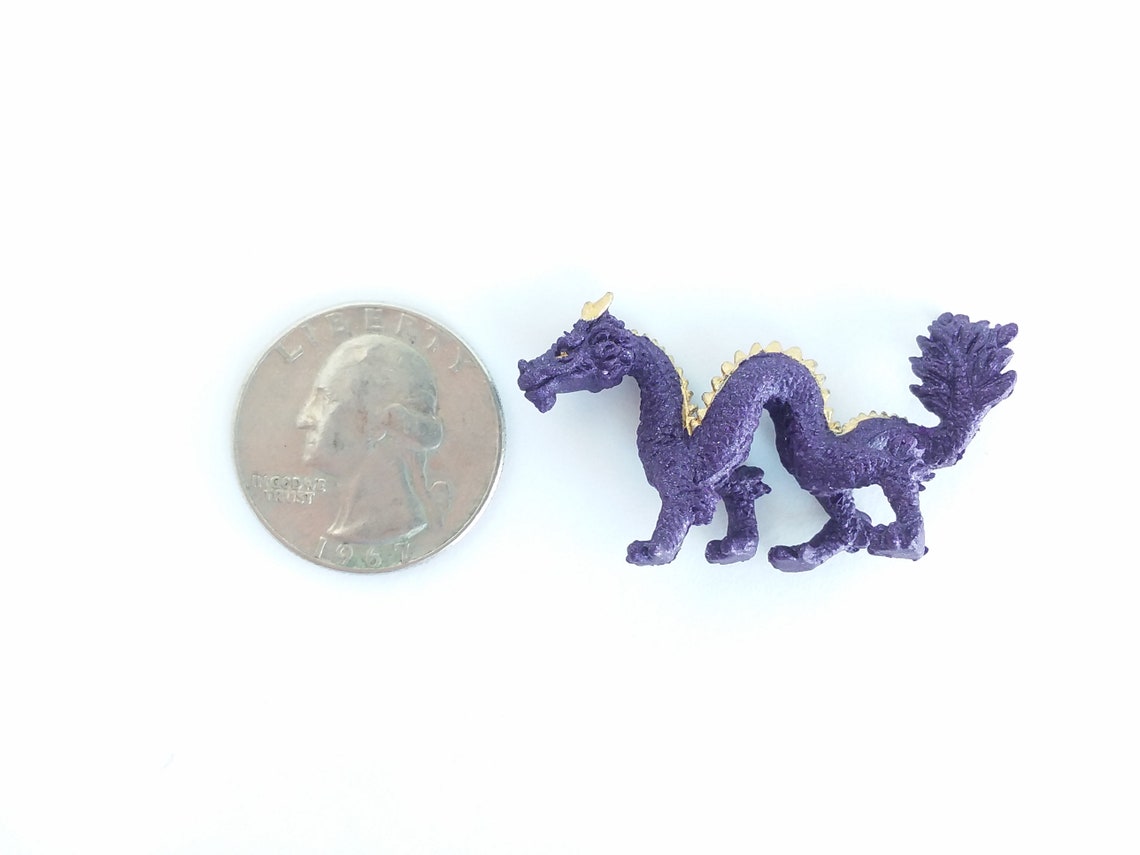 Tiny Purple Chinese Dragon Figurine - Soft Plastic Animal for Fairy ...