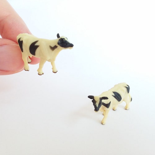 Tiny Dairy Cow Figurine Soft Plastic Animal for Fairy - Etsy