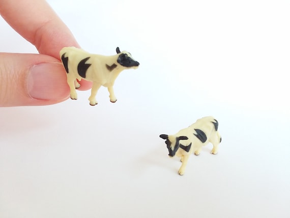 Tiny Dairy Cow Figurine Soft Plastic Animal for Fairy - Etsy