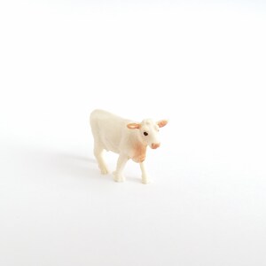 Tiny White Cow Figurine - Soft Plastic Animal for Fairy Garden, Diorama ...