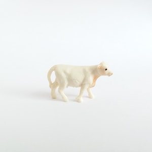 Tiny White Cow Figurine - Soft Plastic Animal for Fairy Garden, Diorama ...
