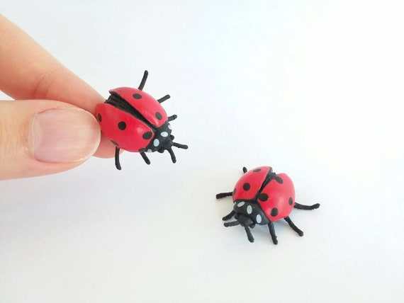 Large Ladybug Figurine Soft Plastic Bug for Fairy Garden | Etsy