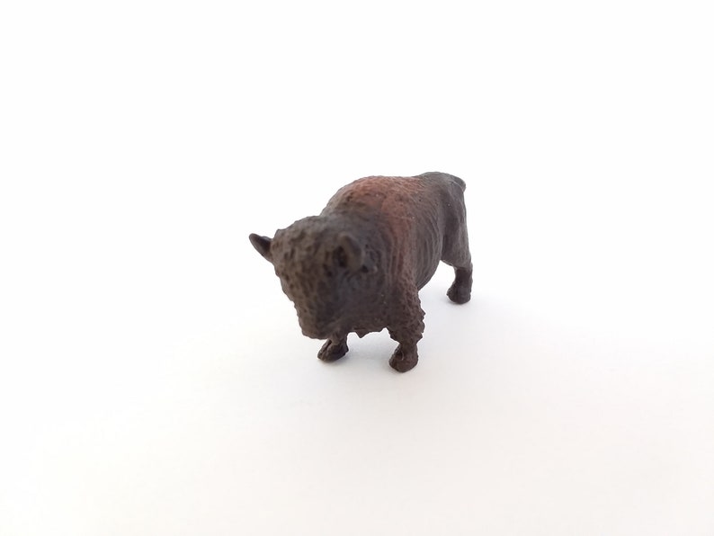 Tiny Bison Figurine - Soft Plastic Animal for Fairy Garden, Diorama, or ...
