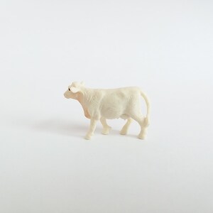 Tiny White Cow Figurine - Soft Plastic Animal for Fairy Garden, Diorama ...