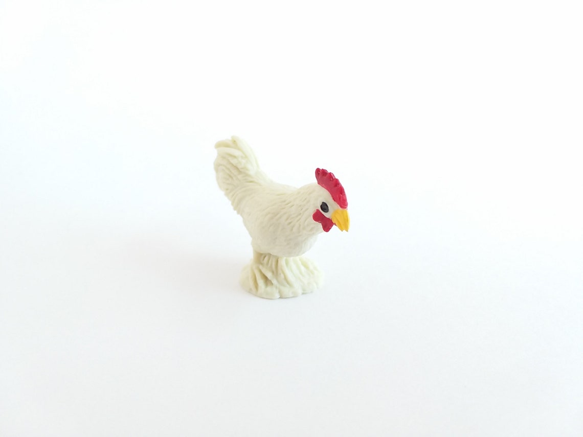 Tiny Rooster Figurine Soft Plastic Chicken for Fairy Garden - Etsy
