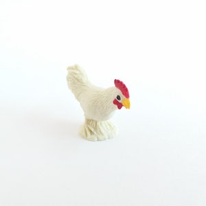 Tiny Rooster Figurine - Soft Plastic Chicken for Fairy Garden, Diorama ...