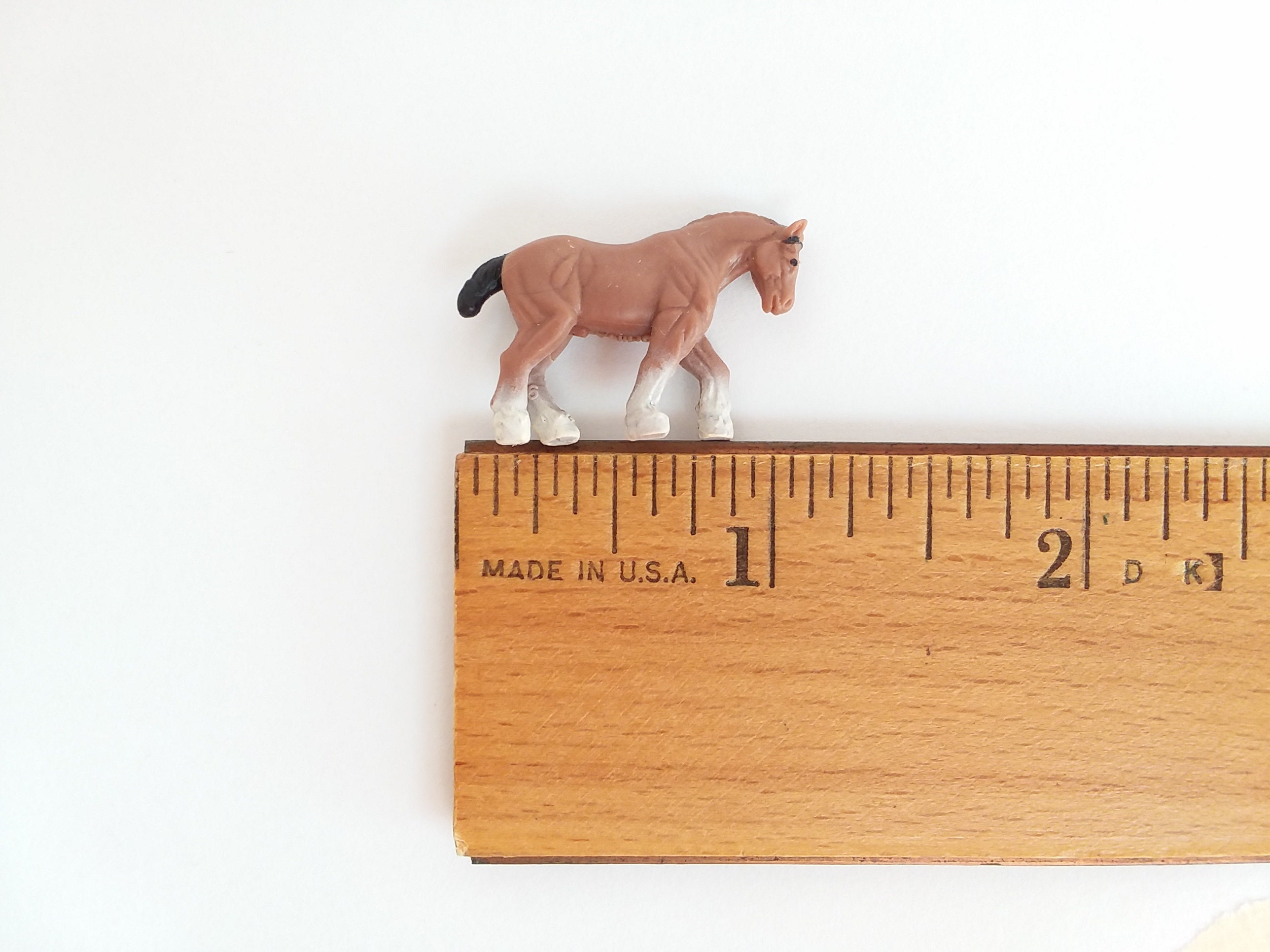 Tiny Brown Horse Figurine - Soft Plastic Clydesdale for Fairy Garden ...