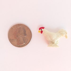 Tiny Rooster Figurine - Soft Plastic Chicken for Fairy Garden, Diorama ...