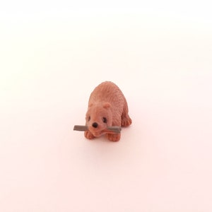 Tiny Beaver Figurine - Soft Plastic Animal for Fairy Garden, Diorama ...