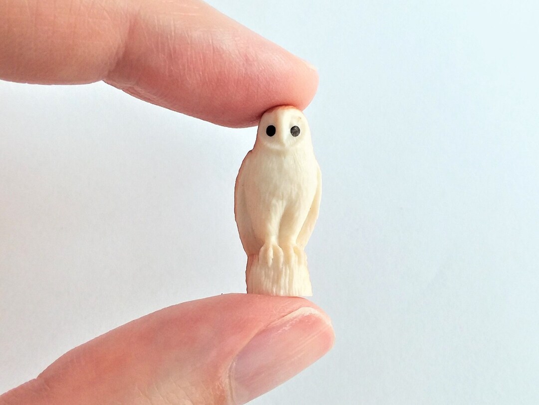 Tiny Barn Owl Figurine - Soft Plastic Bird for Fairy Garden, Diorama ...
