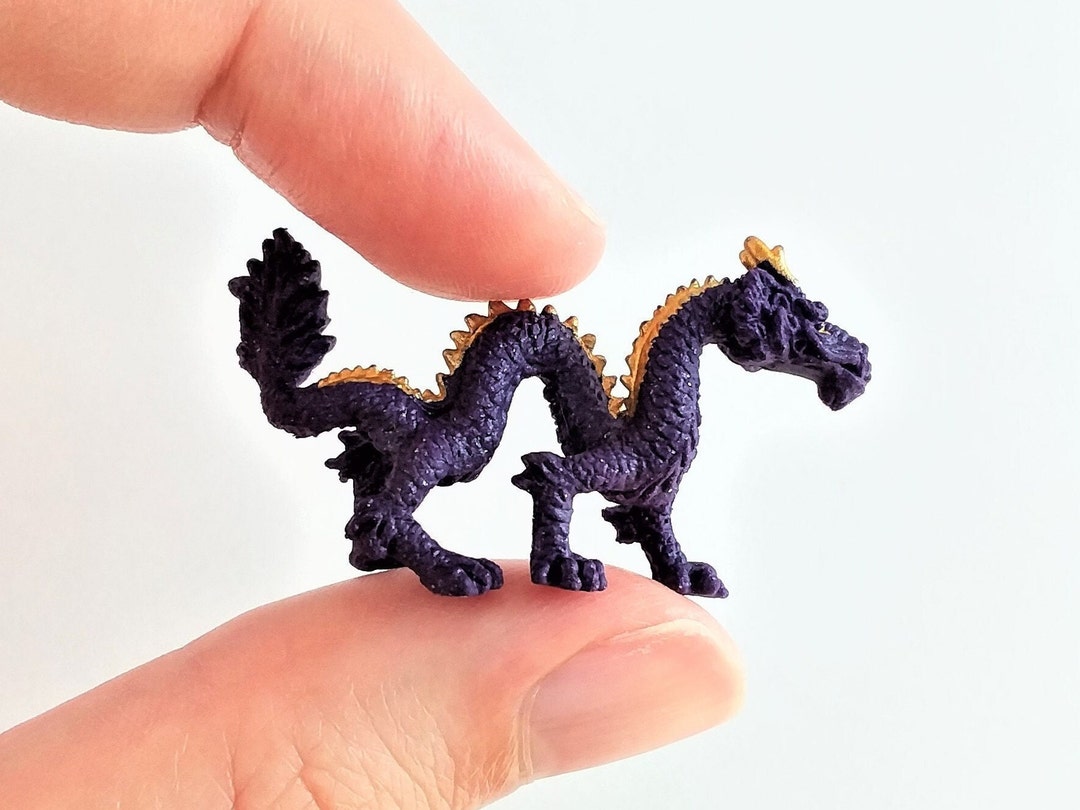 Tiny Purple Chinese Dragon Figurine - Soft Plastic Animal for Fairy ...