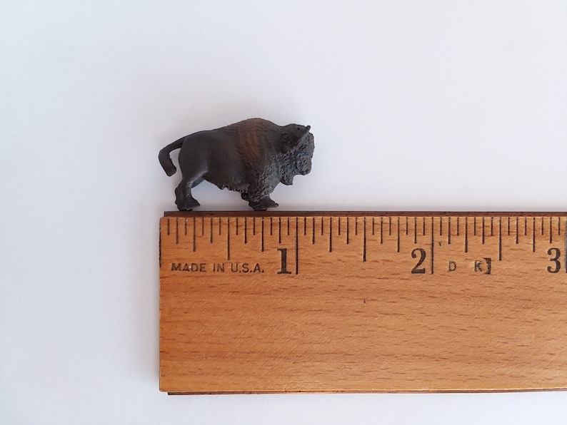Tiny Bison Figurine - Soft Plastic Animal for Fairy Garden, Diorama, or ...