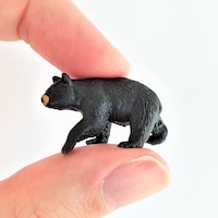 Black Bear Figurine Wood Carving Miniature Decor Statue Art Craft Small ...
