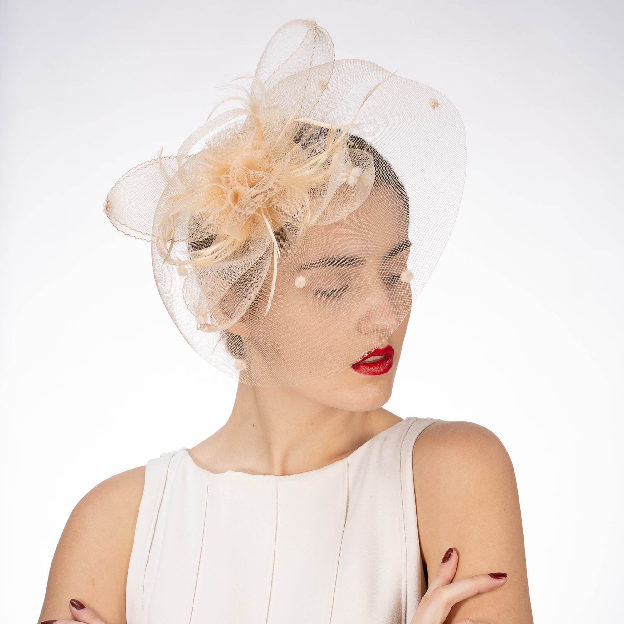 Crinoline Feather Fascinator Cocktail Headband or Comb | 5651C/5651H - Etsy