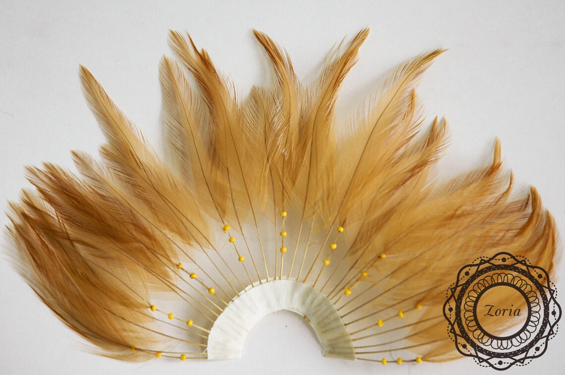 Dozen 5" Beaded Half Pinwheel Stripped Rooster Hackle Feather Pads ...