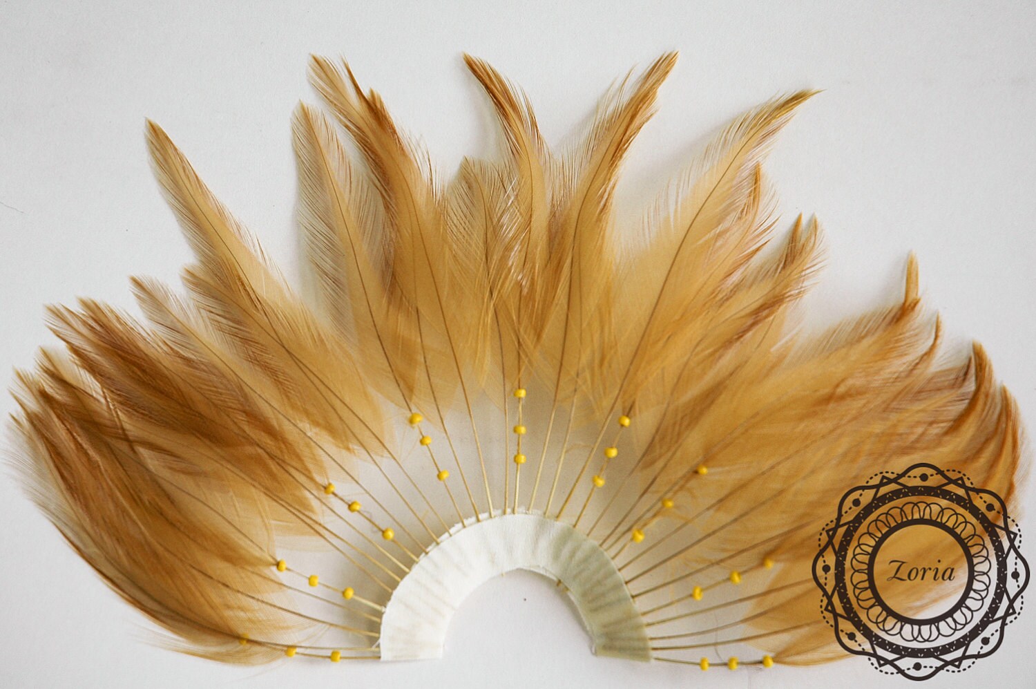 Dozen 5" Beaded Half Pinwheel Stripped Rooster Hackle Feather Pads ...