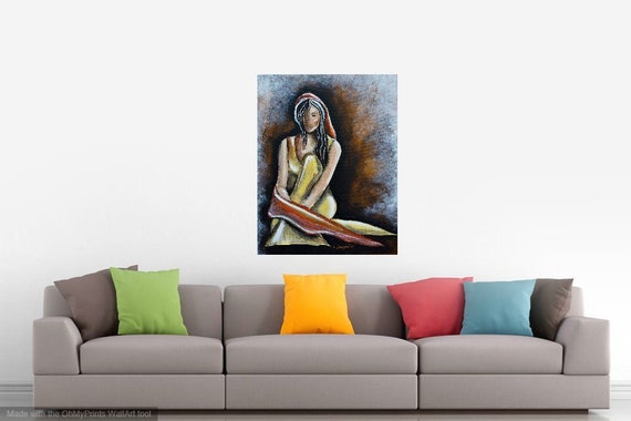 Woman Yellow Dress Painting/choctaw/nashoba/wolf/painting | Etsy