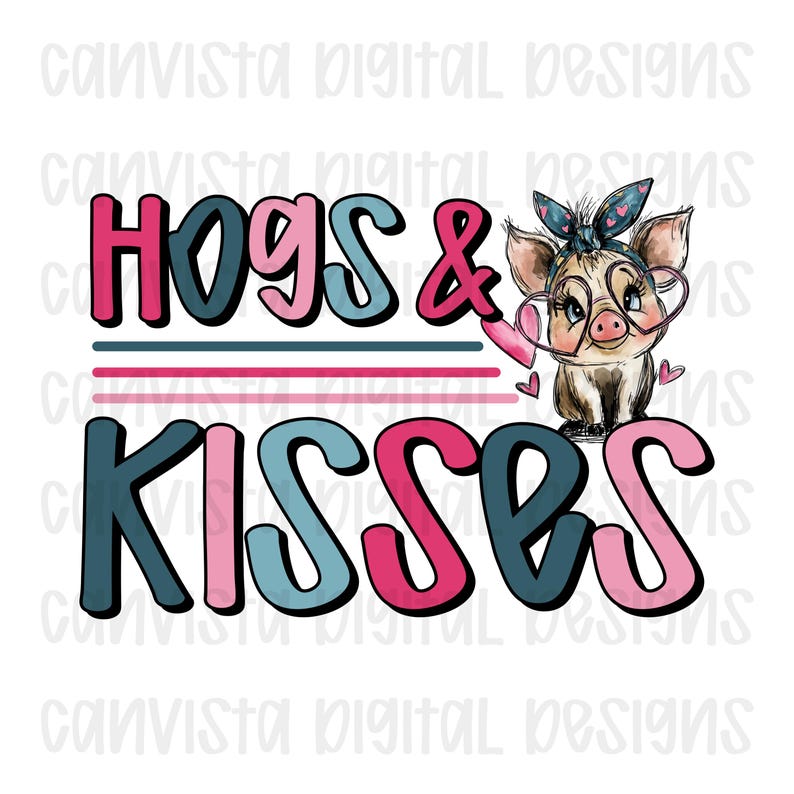 Hogs & Kisses PNG – Cute Pig Valentine Design – Farmhouse Valentine ...