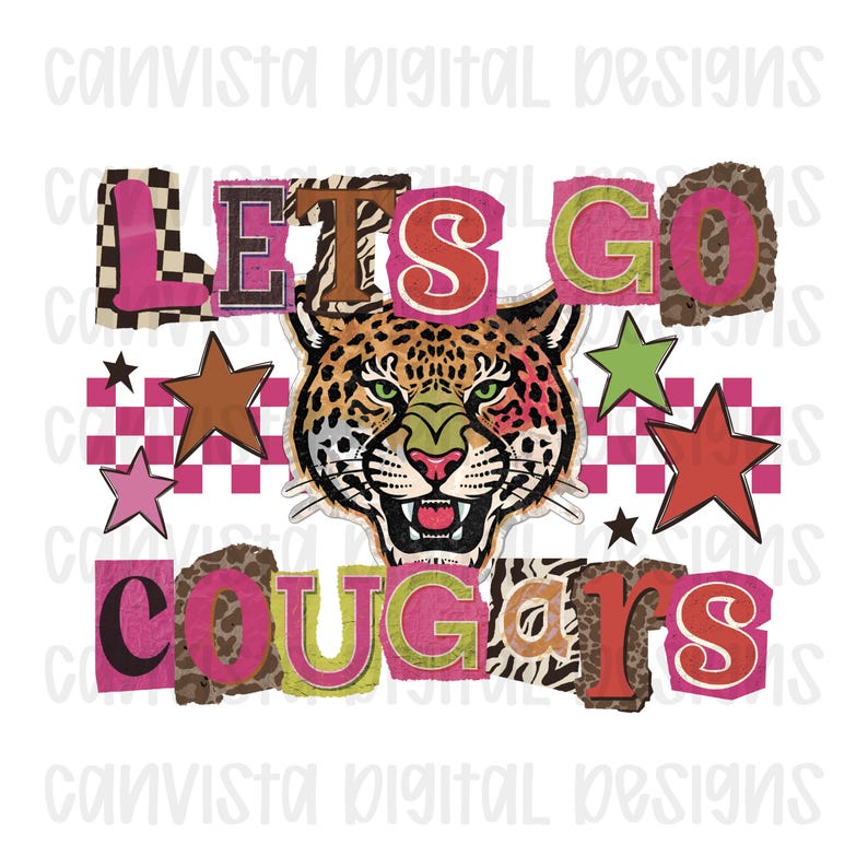 Let's Go Cougars – Ransom Style Mascot Digital Design – Gender Neutral ...