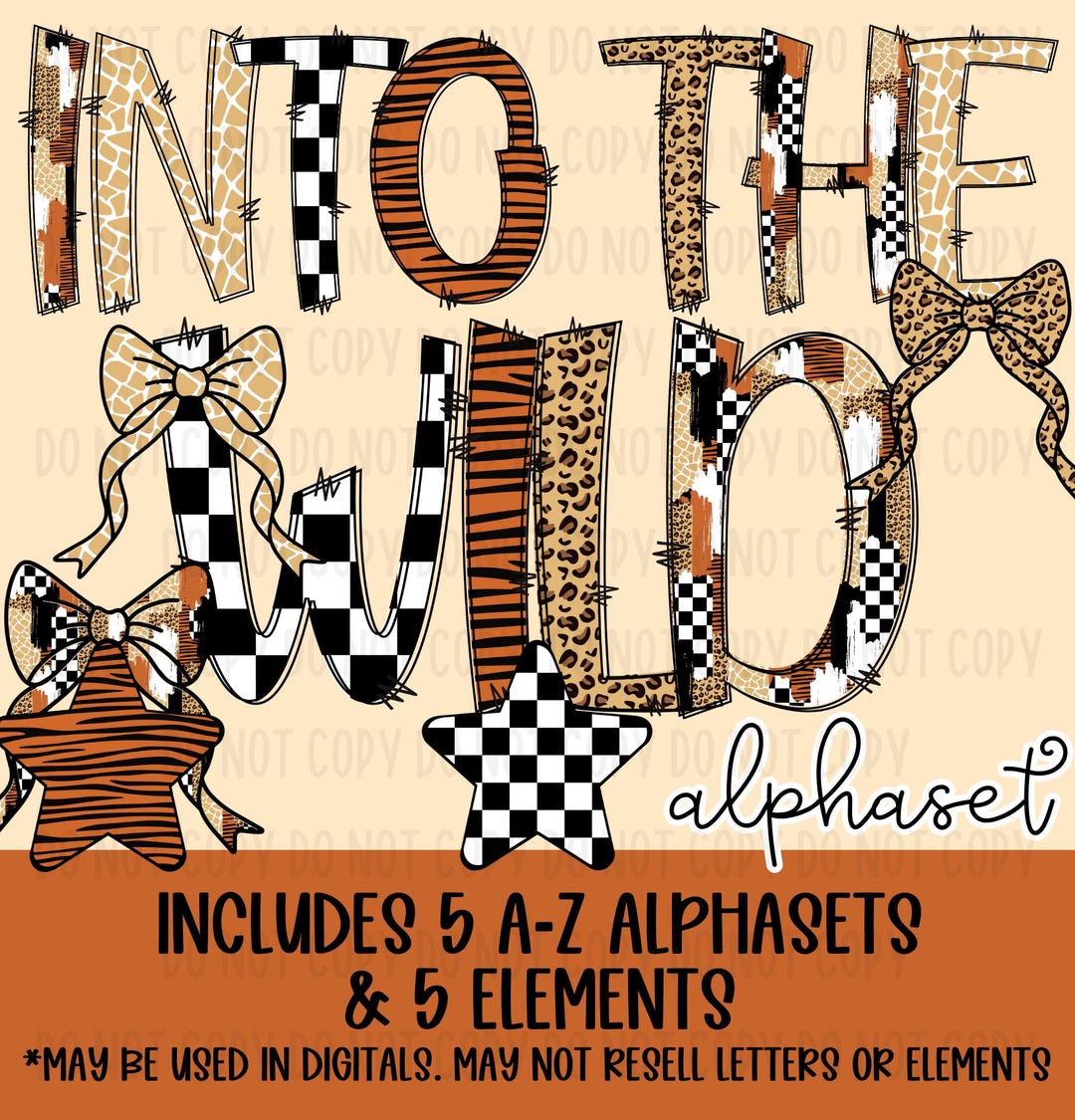 Into the Wild Alphaset - 5 A-Z Alphabet Sets - Giraffe Tiger Cheetah ...