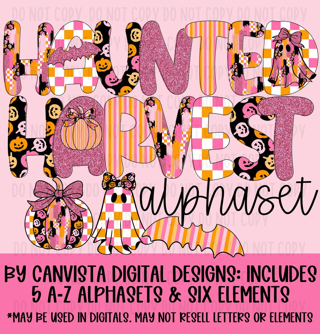 Haunted Harvest Alphaset - 5 A-Z Alphabet Sets - Halloween Checkered ...