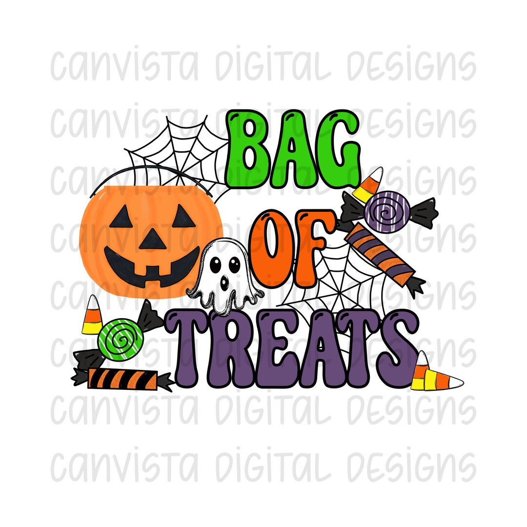 Bag of Treats PNG File - Commercial Use Print File - Halloween Design ...